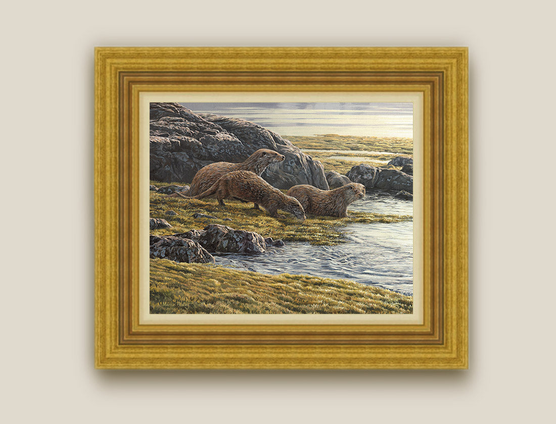 Family of European Otters Print - Otter Prints for Sale – Aquila Art